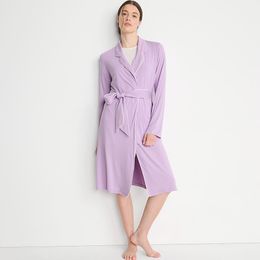 LANDS' END Bademantel mit Paspeln f&uuml;r Damen, Damen, size: regular, Lila, Elasthan/Viskose-Mischung, by Lands' End