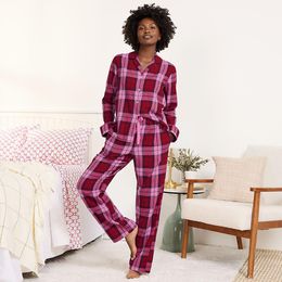 LANDS' END Pyjama-Set aus reinem Baumwoll-Flanell f&uuml;r Damen, Damen, size: regular, Rot, Baumwolle, by Lands' End
