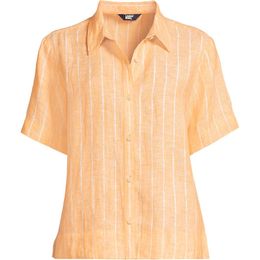LANDS' END Premium Reinleinen-Hemd mit kurzen &Auml;rmeln f&uuml;r Damen, Damen, size: regular, Orange, Leinen, by Lands' End
