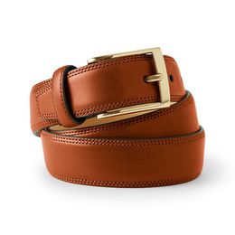 LANDS' END Klassischer G&uuml;rtel aus Handschuh-Leder f&uuml;r Herren, Herren, size: regular, Braun, Leder/Messing, by Lands' End