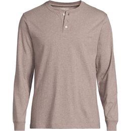 LANDS' END Super-T Langarm-Henleyshirt f&uuml;r Herren, Classic Fit, Herren, size: regular, Braun, Baumwolle, by Lands' End