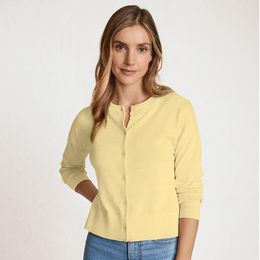 LANDS' END Kurzer Feinstrick-Cardigan aus Baumwolle f&uuml;r Damen, Damen, size: regular, Gelb, Baumwolle, by Lands' End