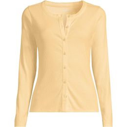 LANDS' END Rippshirt mit durchgehender Knopfreihe f&uuml;r Damen in Plus-Gr&ouml;&szlig;e, Damen, size: plus, Gelb, Elasthan/Baumwoll-Mischung, by Lands' End