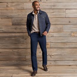 LANDS' END CLASSIC COMFORT. B&uuml;gelleichte Chino f&uuml;r Herren, Herren, size: regular, Blau, Baumwolle, by Lands' End