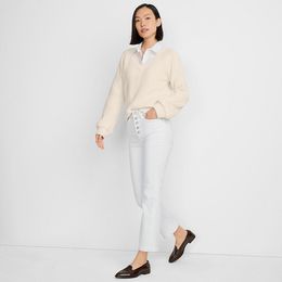LANDS' END Kurze Schlagjeans f&uuml;r Damen, Damen, size: regular, Wei&szlig;, Elasthan/Baumwoll-Mischung/Polyester-Mischung, by Lands' End