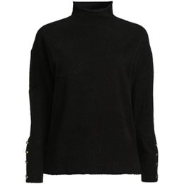 LANDS' END Soft Touch Stehkragenpullover mit &Auml;rmelkn&ouml;pfen f&uuml;r Damen, Damen, size: regular, Schwarz, Polyacryl/Woll-Mischung/Nylon-Mischung, by Lands' End