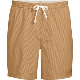 LANDS' END Seersucker-Badeshorts mit Hydroliner f&uuml;r Herren, 18 cm, Herren, size: regular, Braun, Elasthan/Polyester-Mischung, by Lands' End