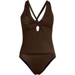 LANDS' END Gl&auml;nzendes Tankini-Set mit Knotendesign f&uuml;r Damen in Plus-Gr&ouml;&szlig;e, Damen, size: plus, Braun, Elasthan/Nylon-Mischung, by Lands' End