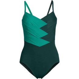 LANDS' END Shape-Badeanzug SLENDER mit Webdetail f&uuml;r Damen in Plus-Gr&ouml;&szlig;e, Damen, size: plus, Gr&uuml;n, Elasthan/Nylon-Mischung, by Lands' End