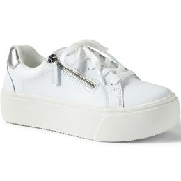 LANDS' END Plateau-Sneaker mit Rei&szlig;verschluss f&uuml;r Damen, Damen, size: regular, Wei&szlig;, Leder, by Lands' End