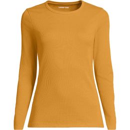 LANDS' END Langarmshirt aus mikrofeinem Baumwollripp f&uuml;r Damen in Plus-Gr&ouml;&szlig;e, Damen, size: plus, Gelb, Baumwolle/Elasthan, by Lands' End