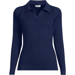 LANDS' END Polopullover aus Seidenmix, Damen, size: regular, Blau, Baumwolle/Seide/Kunstseide, by Lands' End