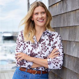 LANDS' END B&uuml;gelfreie Baumwoll-Bluse, Damen, size: regular, Wei&szlig;, Baumwolle, by Lands' End