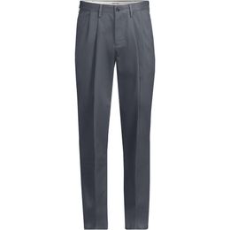 LANDS' END B&uuml;gelleichte Chinohose mit Bundfalten, Komfortbund, Classic Fit, Herren, size: regular, Grau, by Lands' End