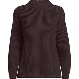 LANDS' END Drifter Rippstrick-Pullover mit kurzem Stehkragen, Damen, size: regular, Braun, Baumwolle, by Lands' End
