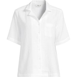 LANDS' END Kurz&auml;rmelige Musselin-Bluse in Petite-Gr&ouml;&szlig;e, Damen, size: petite, Wei&szlig;, Baumwolle, by Lands' End