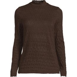 Spitzenshirt mit Stehkragen f&uuml;r Damen in Plus-Gr&ouml;&szlig;e, Damen, size: plus, Braun, Elasthan/Nylon-Mischung, by Lands' End