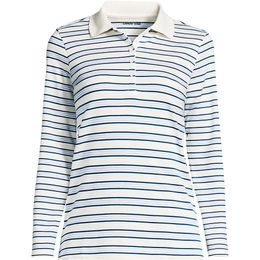 Supima-Poloshirt mit langen &Auml;rmeln f&uuml;r Damen in Petite-Gr&ouml;&szlig;e, Damen, size: petite, Elfenbein, Baumwolle, by Lands' End