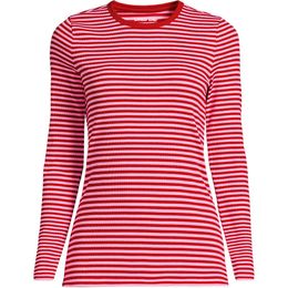 Langarmshirt aus mikrofeinem Baumwollripp f&uuml;r Damen in Petite-Gr&ouml;&szlig;e, Damen, size: petite, Rot, Baumwolle/Elasthan, by Lands' End