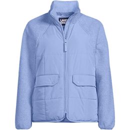 LANDS' END Steppjacke mit Teddy-&Auml;rmeln f&uuml;r Damen in Plus-Gr&ouml;&szlig;e, Damen, size: plus, Blau, Polyester, by Lands' End