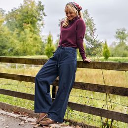 LANDS' END Soft Comfort weite Jeans im Leinenmix in Petite-Gr&ouml;&szlig;e, Damen, size: petite, Blau, by Lands' End