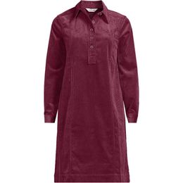 LANDS' END Feincord-Hemdblusenkleid in A-Linie, Damen, size: regular, Rot, Baumwolle, by Lands' End