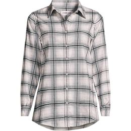 LANDS' END Boyfriend-Bluse aus Flanell, Damen, size: regular, Grau, Baumwolle, by Lands' End