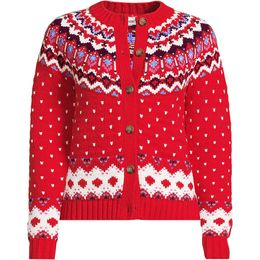Fair Isle Cardigan aus Baumwollmix f&uuml;r Damen, Damen, size: regular, Rot, Polyacryl/Schurwolle/Baumwoll-Mischung, by Lands' End