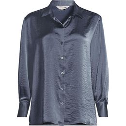 Satinbluse in Petite-Gr&ouml;&szlig;e, Damen, size: petite, Blau, Polyester, by Lands' End