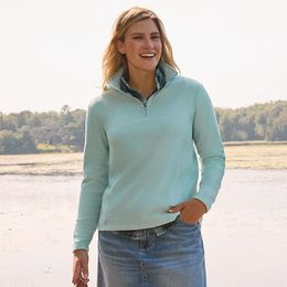 LANDS' END Anyweather Fleece-Pullover mit Rei&szlig;verschluss f&uuml;r Damen, Damen, size: regular, Gr&uuml;n, Polyester, by Lands' End