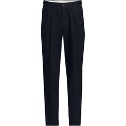LANDS' END B&uuml;gelleichte Chinohose mit Bundfalten, Komfortbund, Classic Fit, Herren, size: regular, Schwarz, by Lands' End