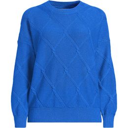 LANDS' END CashTouch Pullover mit Rautenmuster, Damen, size: regular, Blau, Baumwoll-Mischung/Polyester-Mischung/Nylon-Mischung, by Lands' End