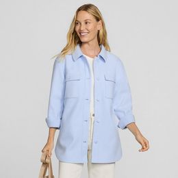 LANDS' END Soft Fleece Hemdjacke in Petite-Gr&ouml;&szlig;e, Damen, size: petite, Blau, Polyester, by Lands' End