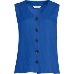 LANDS' END Premium Reinleinen-Top mit Kn&ouml;pfen f&uuml;r Damen, Damen, size: regular, Blau, Leinen, by Lands' End