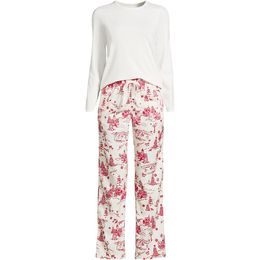 LANDS' END Pyjama-Set mit Flanellhose in Plus-Gr&ouml;&szlig;e f&uuml;r Damen, Damen, size: plus, Elfenbein, Baumwolle/Baumwoll-Mischung/Viskose-Mischung, by Lands' End