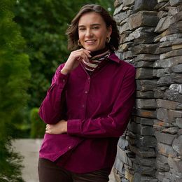 LANDS' END Feincord-Hemdbluse f&uuml;r Damen in Petite-Gr&ouml;&szlig;e, Damen, size: petite, Rot, Baumwolle, by Lands' End