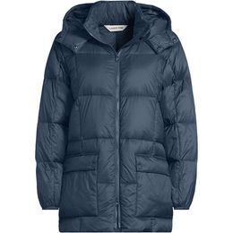 Ultraleichte verstaubare Wanderweight Daunen-Kapuzenjacke in Plus-Gr&ouml;&szlig;e, Damen, size: plus, Blau, Nylon, by Lands' End
