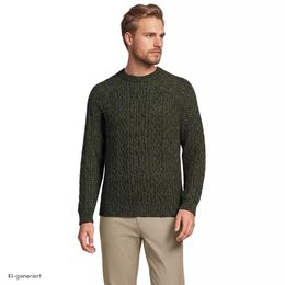Zopfmuster-Pullover aus Baumwoll/Wollmix, Herren, size: regular, Gr&uuml;n, Baumwoll-Mischung/Woll-Mischung/Nylon-Mischung, by Lands' End