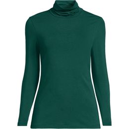 Rollkragenshirt aus Baumwoll/Modalmix in Petite-Gr&ouml;&szlig;e, Damen, size: petite, Gr&uuml;n, Baumwolle/Elasthan/Baumwolle Modal, by Lands' End