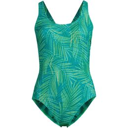 Komfort-Badeanzug mit gekreuzten Tr&auml;gern, hohes Bein, f&uuml;r Damen in Plus-Gr&ouml;&szlig;e, Damen, size: plus, Gr&uuml;n, Nylon-Mischung, by Lands' End