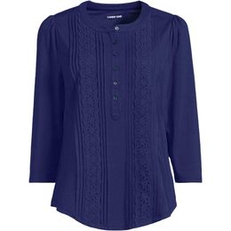 LANDS' END Shirt aus Baumwolle/Modalmix mit 3/4-&Auml;rmeln in Plus-Gr&ouml;&szlig;e, Damen, size: plus, Blau, Baumwolle Modal, by Lands' End