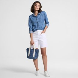 LANDS' END Jeansbluse aus Lyocell-Mix in Petite-Gr&ouml;&szlig;e, Damen, size: petite, Blau, by Lands' End