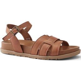 LANDS' END Ledersandalen mit Kn&ouml;chelriemchen f&uuml;r Damen, Damen, size: regular, Beige, Leder, by Lands' End