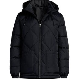 Isolierte FeatherFree&trade; Kapuzen-Steppjacke, Damen, size: regular, Schwarz, Polyester, by Lands' End