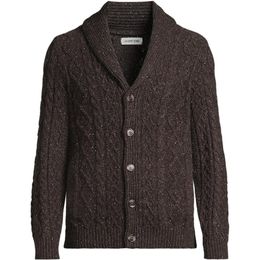 Schalkragen-Cardigan aus Baumwoll/Wollmix, Herren, size: regular, Braun, Baumwoll-Mischung/Woll-Mischung/Nylon-Mischung, by Lands' End