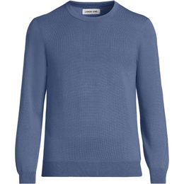 LANDS' END Rundhals-Pullover aus Baumwoll-Feinstrick f&uuml;r Herren, Herren, size: regular, Blau, Baumwolle, by Lands' End