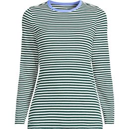 LANDS' END Langarmshirt aus mikrofeinem Baumwollripp f&uuml;r Damen in Plus-Gr&ouml;&szlig;e, Damen, size: plus, Gr&uuml;n, Baumwolle/Elasthan, by Lands' End