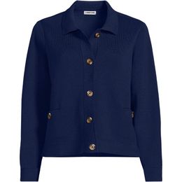 LANDS' END Kurzer Baumwoll-Blazer f&uuml;r Damen, Damen, size: regular, Blau, Baumwolle, by Lands' End