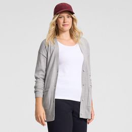 LANDS' END Langer Merino-Cardigan f&uuml;r Damen, Damen, size: regular, Grau, Wolle, by Lands' End