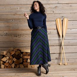 Flanell-Midirock in Petite-Gr&ouml;&szlig;e, Damen, size: petite, Blau, Elasthan/Viskose/Polyester-Mischung, by Lands' End